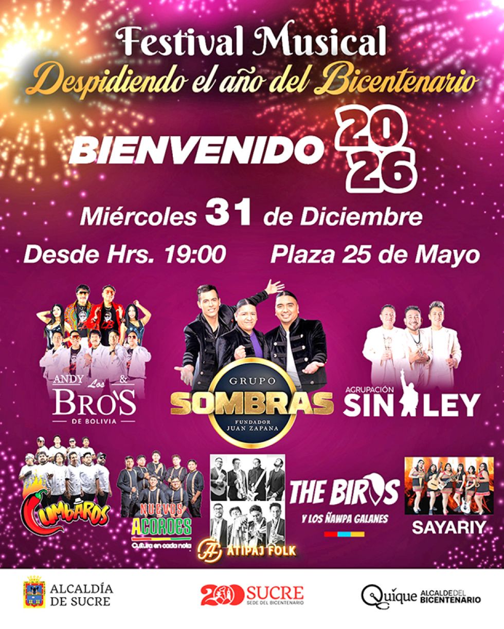 Sucre despedirá el 2025 con espectáculo musical